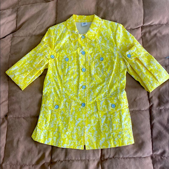 CAbi | Jackets & Coats | Cabi Field Jacket Floral Yellow S | Poshmark